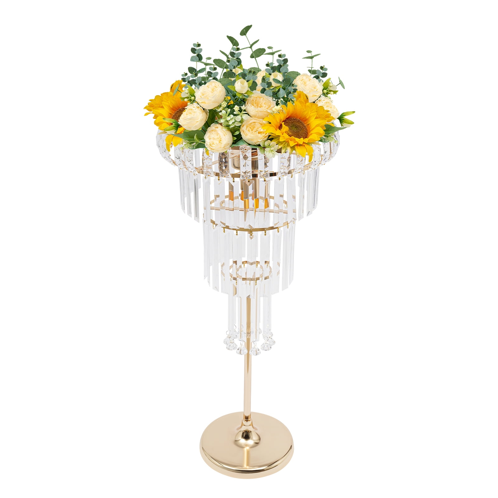 4 Tiers Wedding Vases Centerpieces Crystal Flower Stand with LED Lights ...