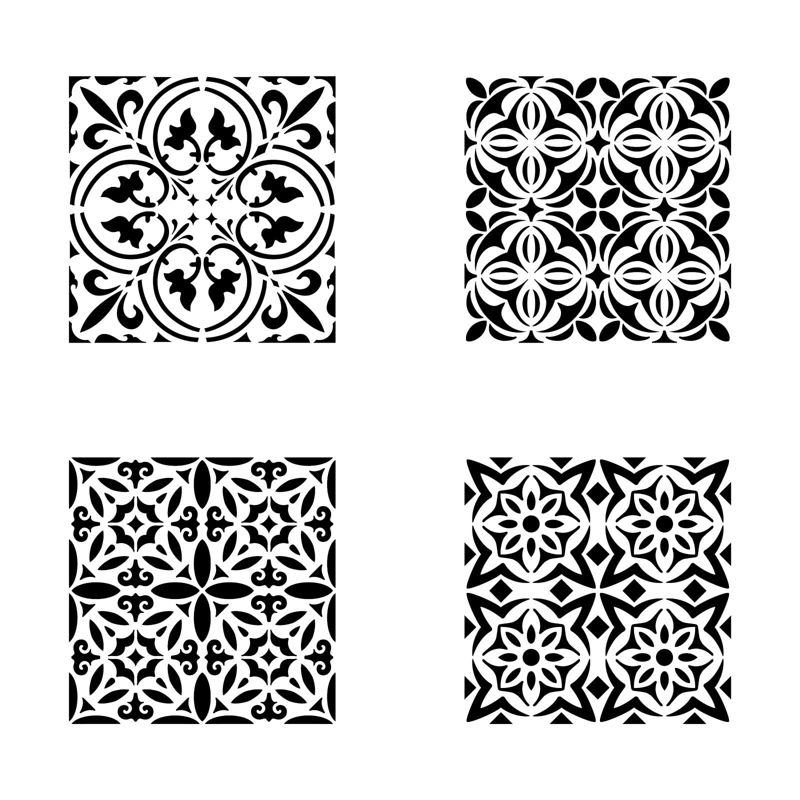 4" Tile Stencil Set (10 mil Plastic) | FS123 by Designer Stencils | Decor Stencils for Painting ...