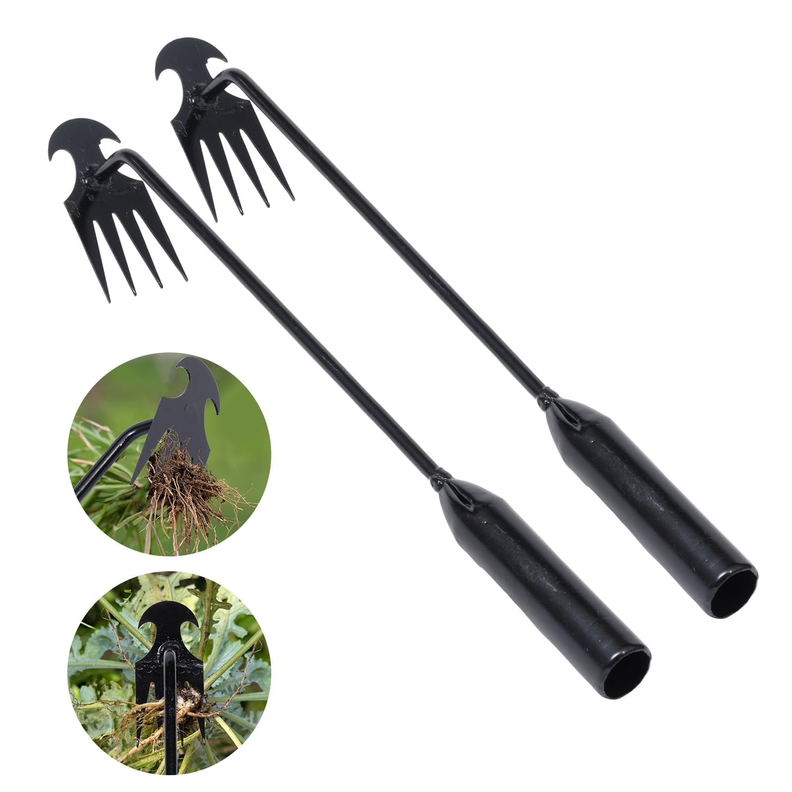 4-Tine Dual Purpose Weeding Tool, Durable Garden Weed Puller for ...