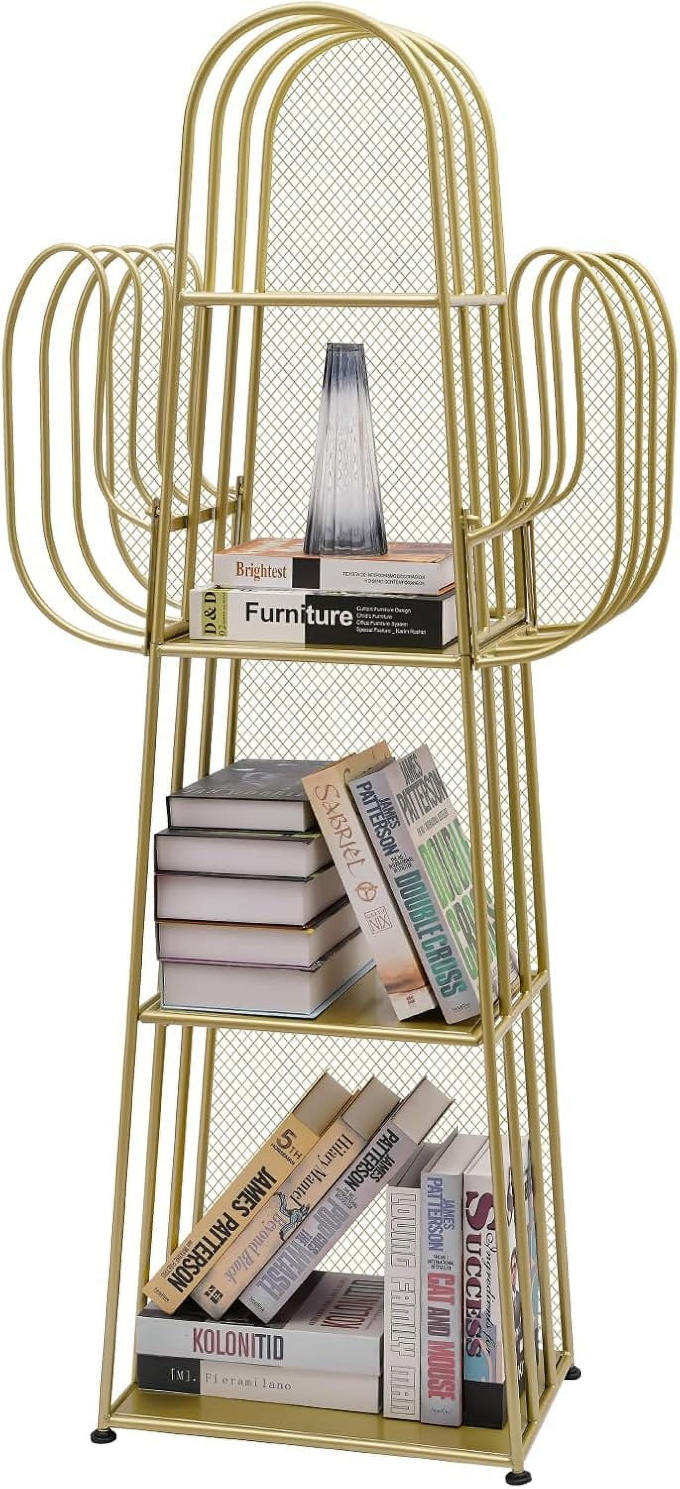4-Tire Bookshelf, Freestanding Book Shelf Bookshelf Cactus Bookcase ...