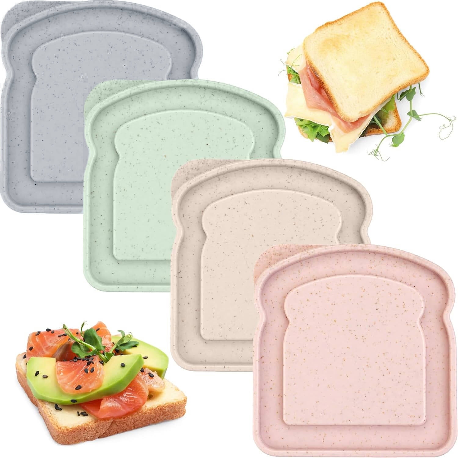 4 Toast Shape Sandwich Box, 14Oz Sliced Toast Lunch Box Adult Sandwich ...