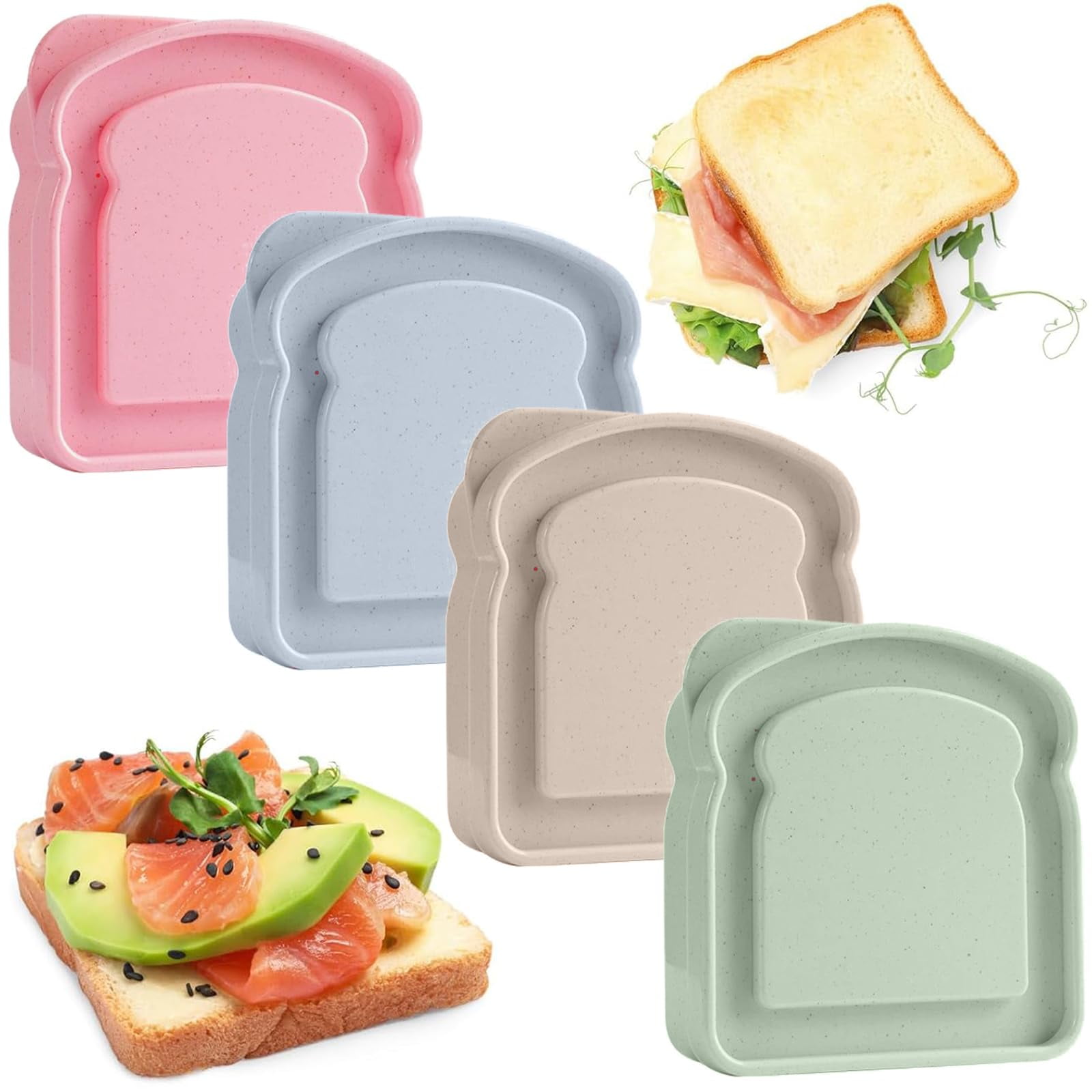 4 Toast Shape Sandwich Box, 14Oz Sliced Toast box Adult Sandwich Bread ...