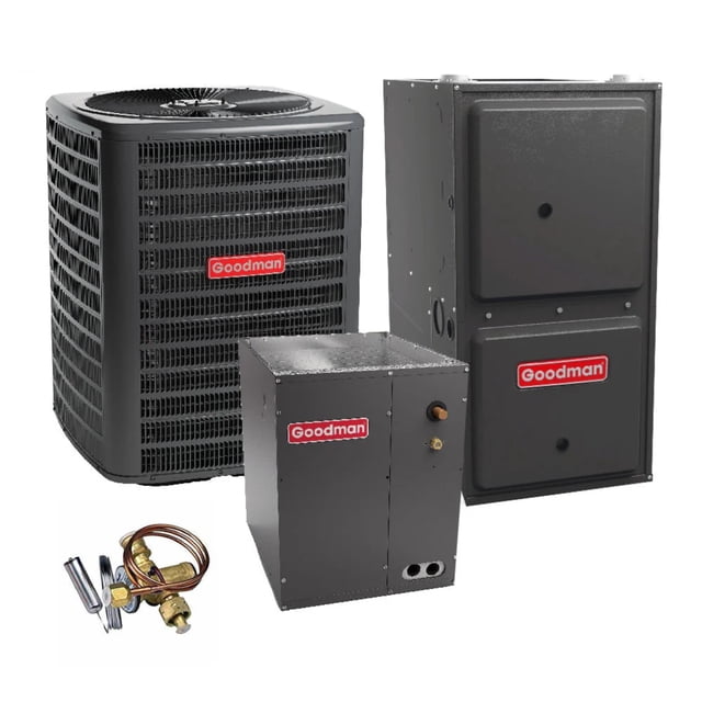 4 Ton 14.5 SEER2 Goodman Heat Pump GSZH504810 and 97% AFUE 80,000 BTU ...