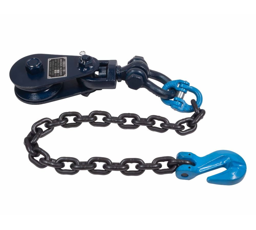 4 Ton 4.5" Snatch Block w/ Swivel Shackle and 30" Chain (3/8 G100 ...