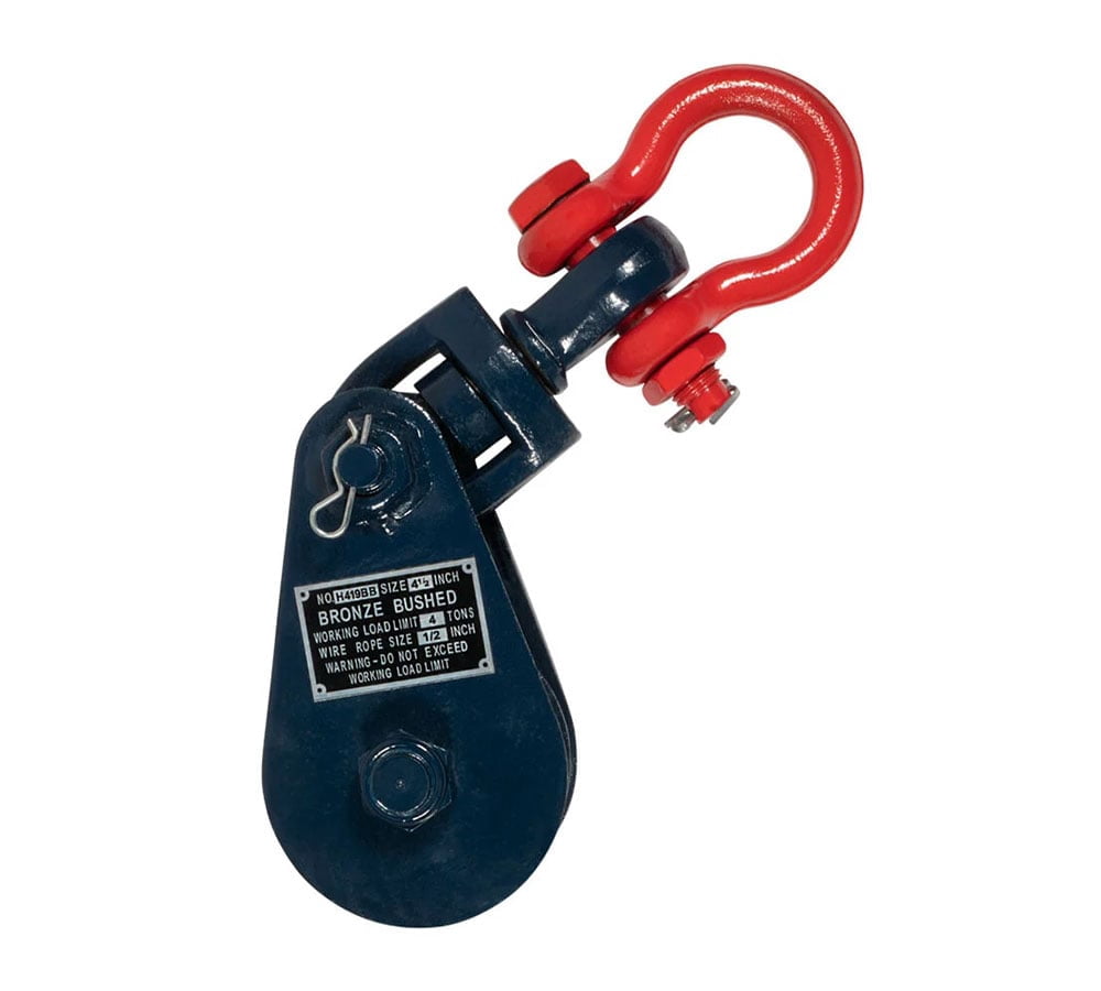 4 Ton Snatch Block w/ SHACKLE Wire Rope Sheave Tow Shackle Tree Sling ...