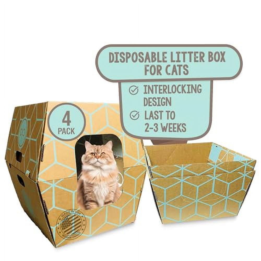 4 Trays, Disposable Litter Boxes for Cats - Litter Box, Fits Large Cats ...