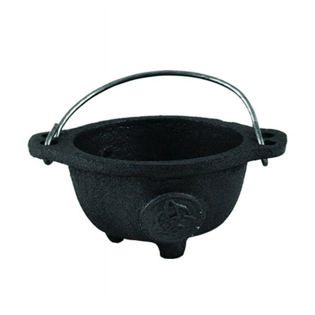 4" Triquetra Cast Iron Cauldron with Carry Handle for Spells, Smudging, Ritual & Blessings ...