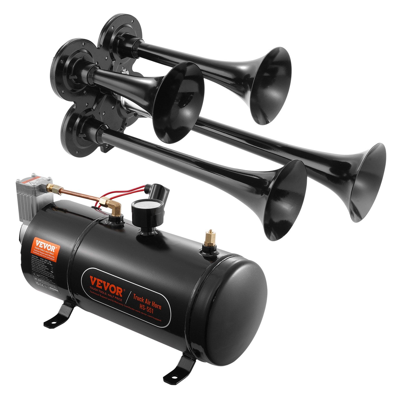 4 Trumpet Train Horn Kit, 150dB Loud Air Horn for Trucks, Cars, Boats ...