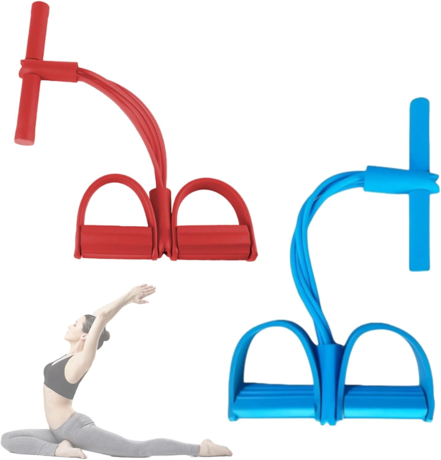 4-Tube Pedal Resistance Bands with Handles – Adjustable Detachable ...