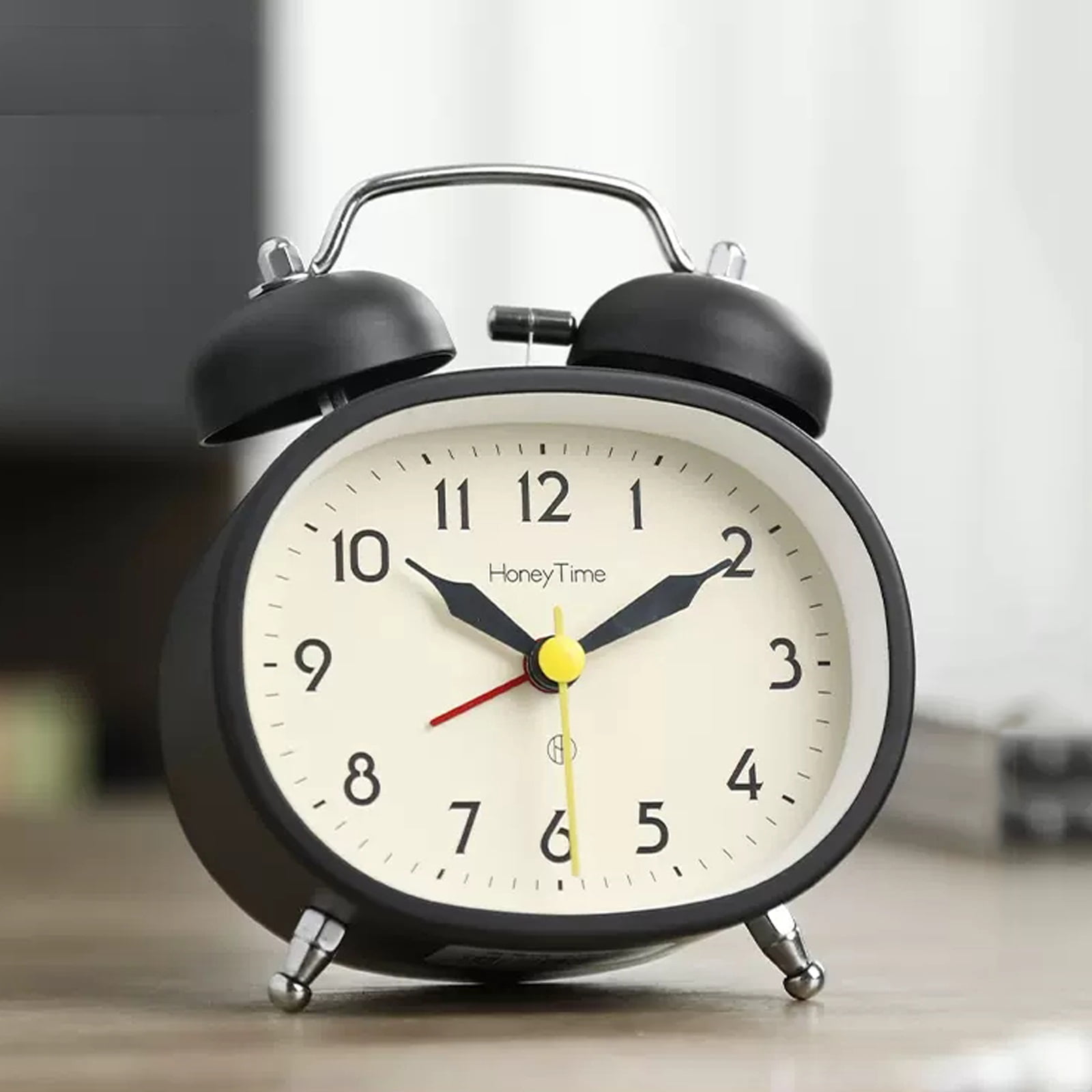4'' Twin Bell Alarm Clock with Backlight for Bedroom, Silent Non ...