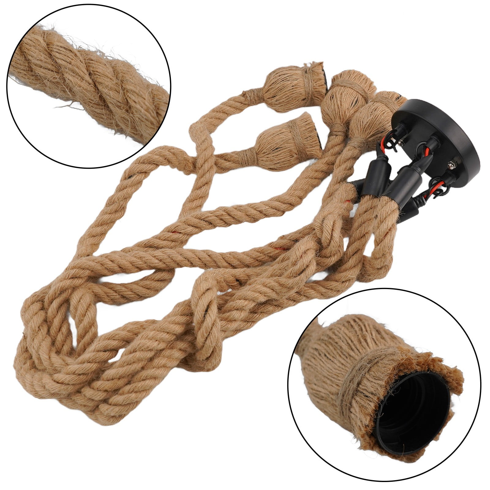 4 Twine Chandelier LED Industrial Chandelier Retro Hemp Rope Ceiling ...