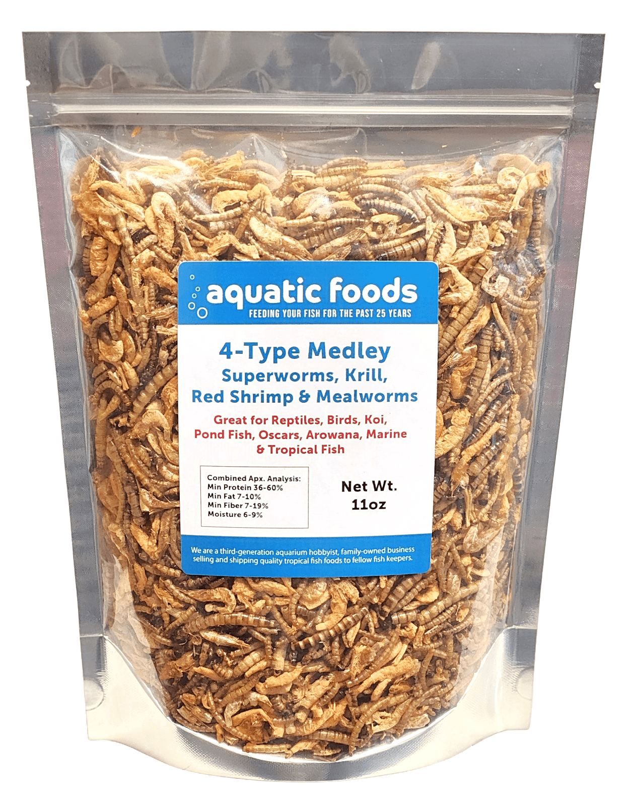 4-Type Medley, Floating Freeze Dried Superworms, Arctic Krill, Red ...