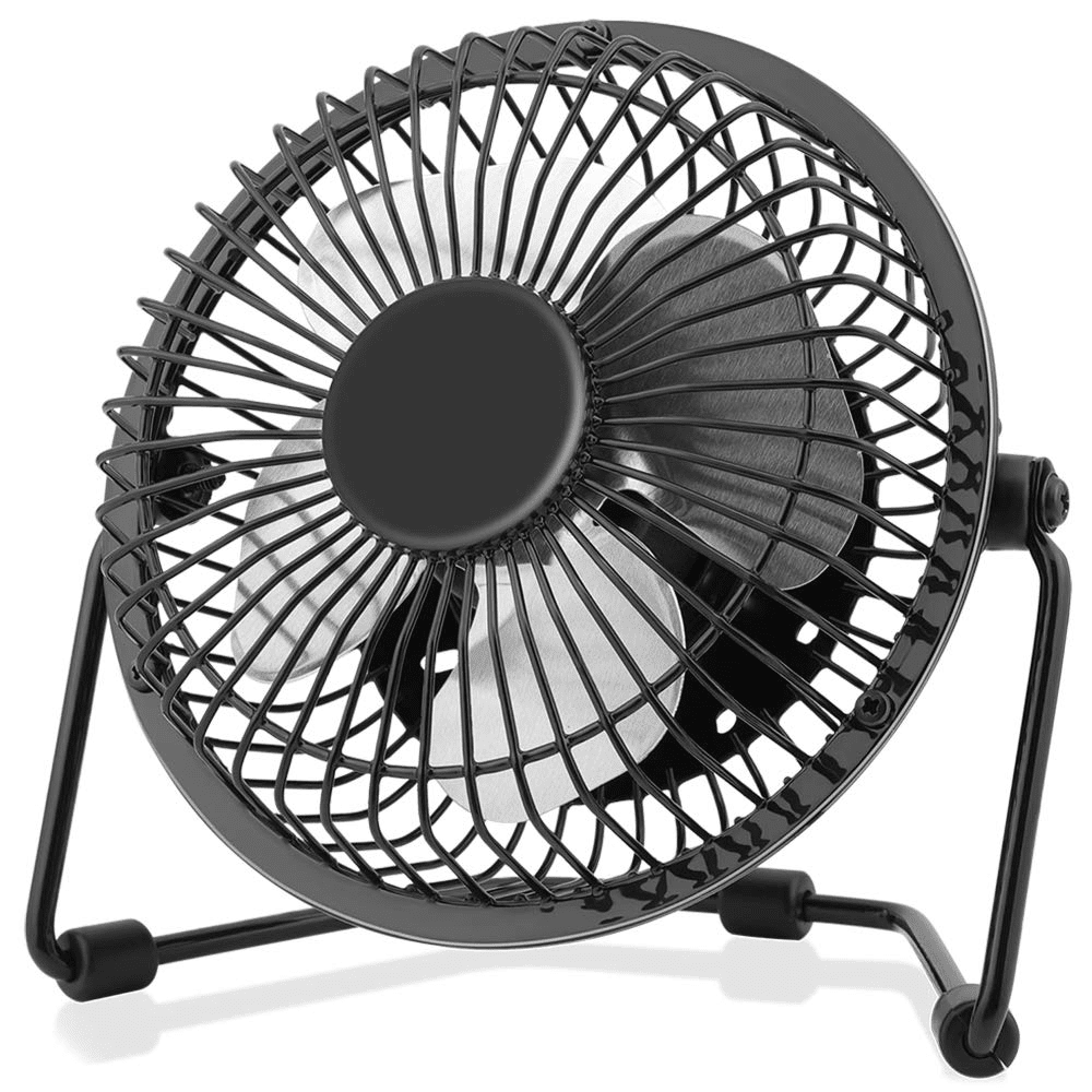 4'' USB Desk Personal Fan, Metal Design, Quiet Portable Mini Table Fan ...