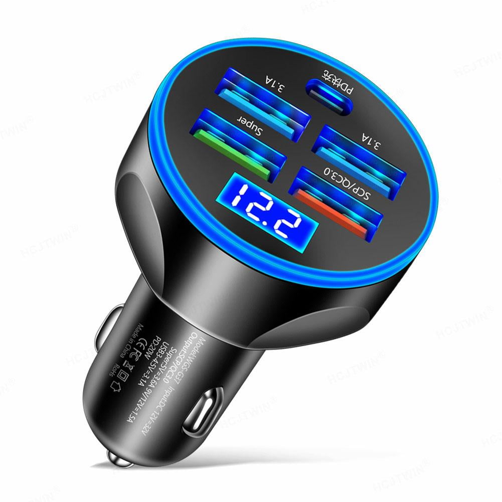 4-USB PD 250W Type-C Car Charger Fast Charge Adapter Pro 11 For iPhone ...