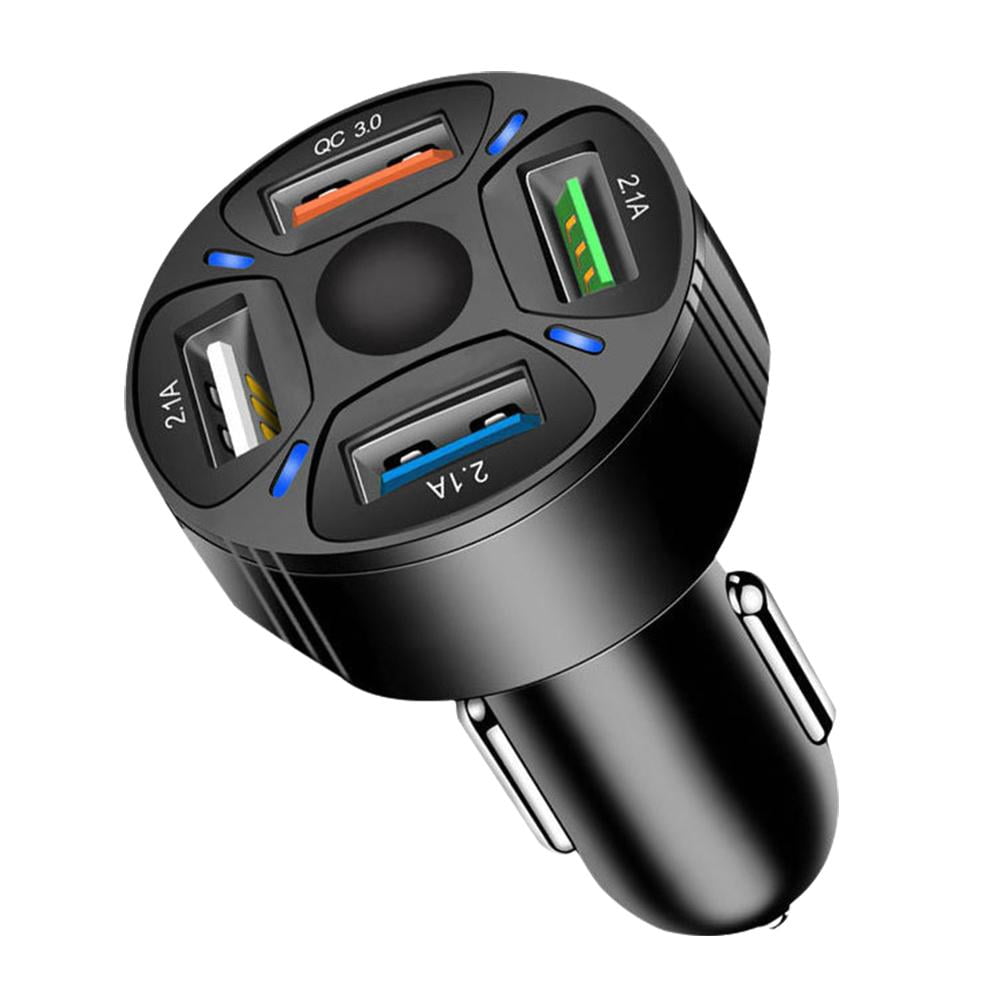 4 USB Phone Car Charger Adapter LED DisplayQC 3.0 Fast Charging Car ...