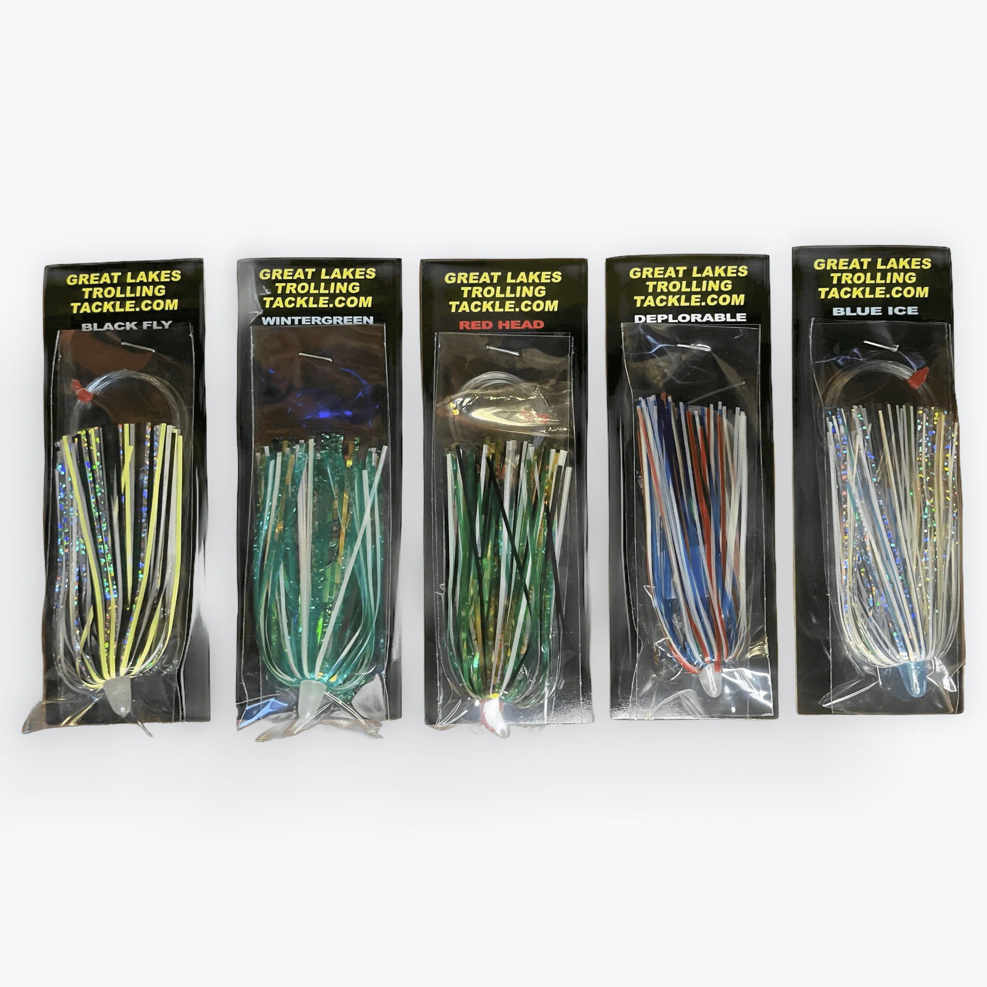 (5pc) 4" Salmon Trolling Fly Flies Lure Variety Five Pack UV & Glow /w ...