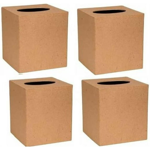 4 Unfinished Paper Mache Kraft Tissue Box Covers - Ready to DIY ...