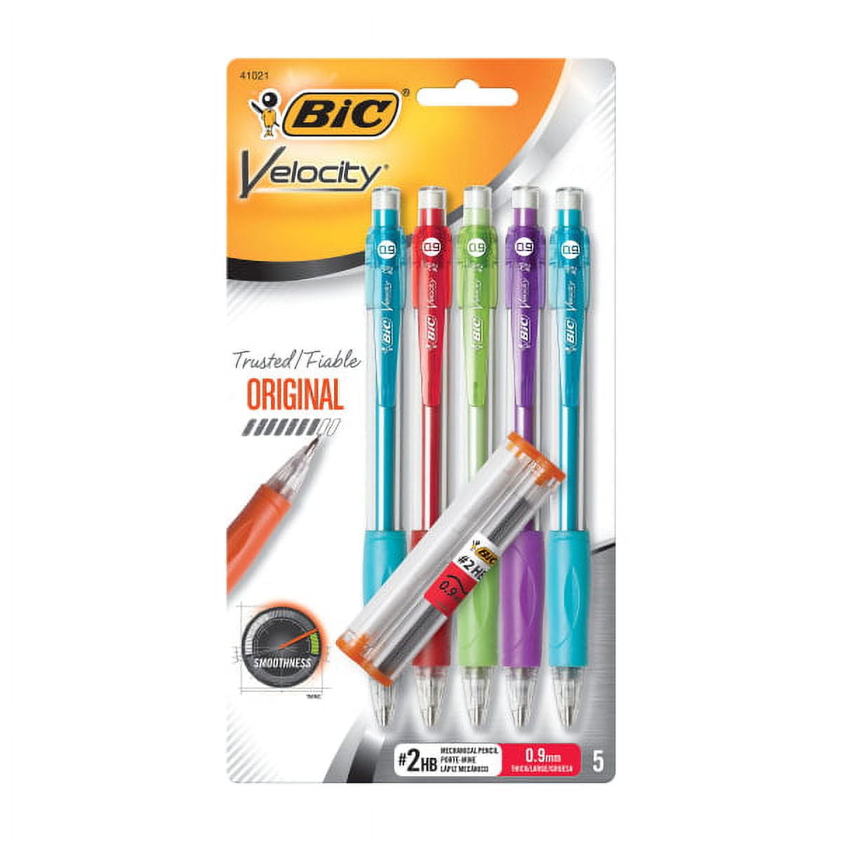 4 Unit BIC Velocity Mechanical Pencils, 0.9mm, Assorted Barrel Colors, Pack Of 5 - Walmart.com