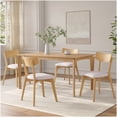 4 Upholstered Dining Room Chairs with Walnut Wood Legs, Modern ...