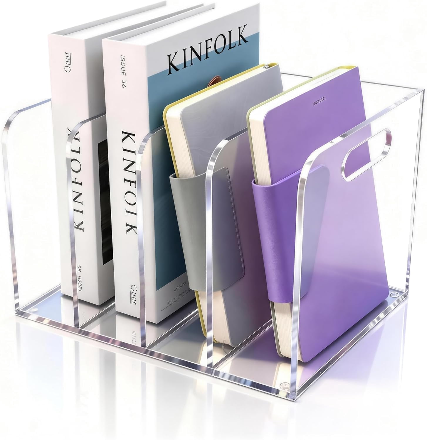4 Vertical Compartments Clear Acrylic Magazine & File Holder ...