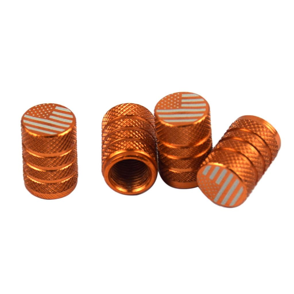 4 Vivid Orange Billet Aluminum Knurled Tire Air Stem Caps - Walmart.com