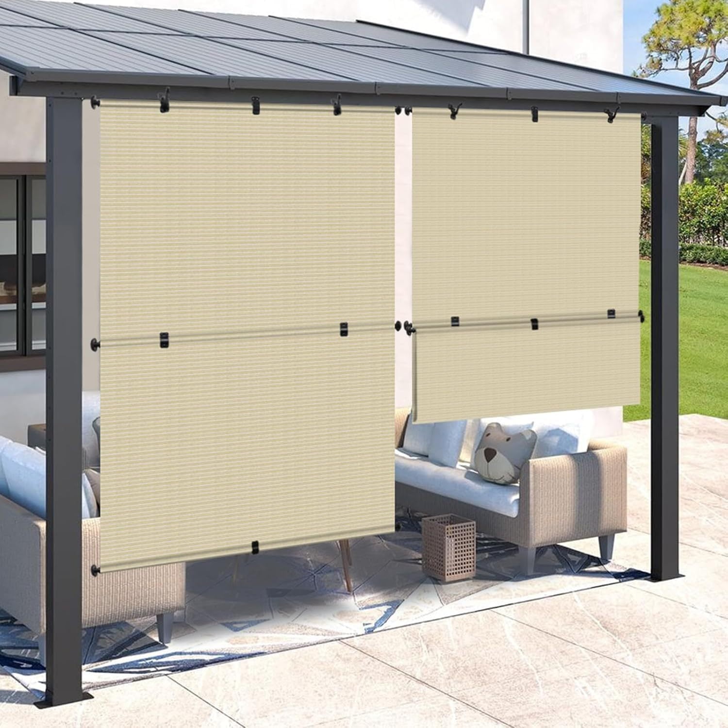 4'W X 6'L Patio Shades Outdoor Roller Shades Blinds Foldable for Deck ...