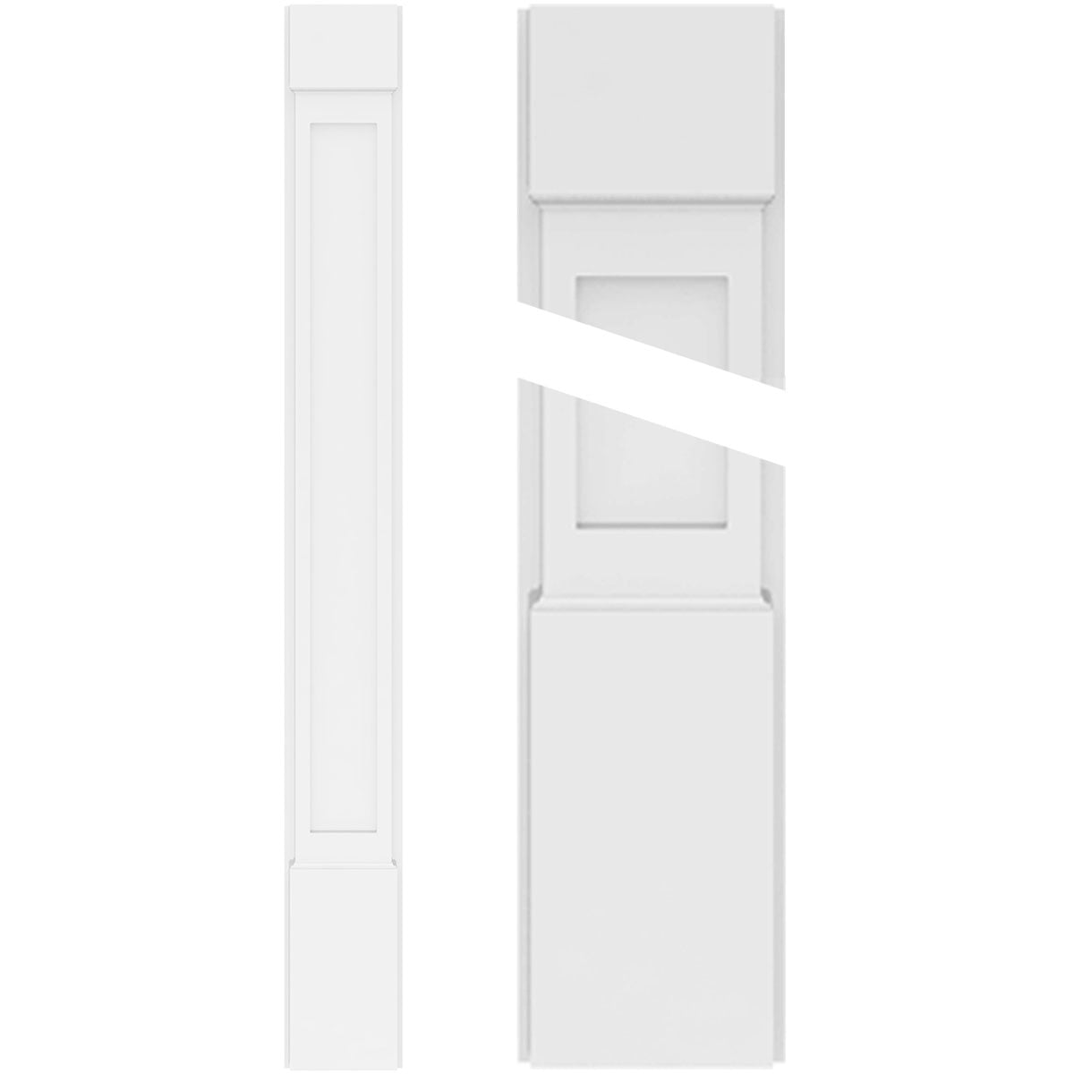 4"W x 102"H x 2"P Flat Panel PVC Pilaster w/Standard Capital & Base ...
