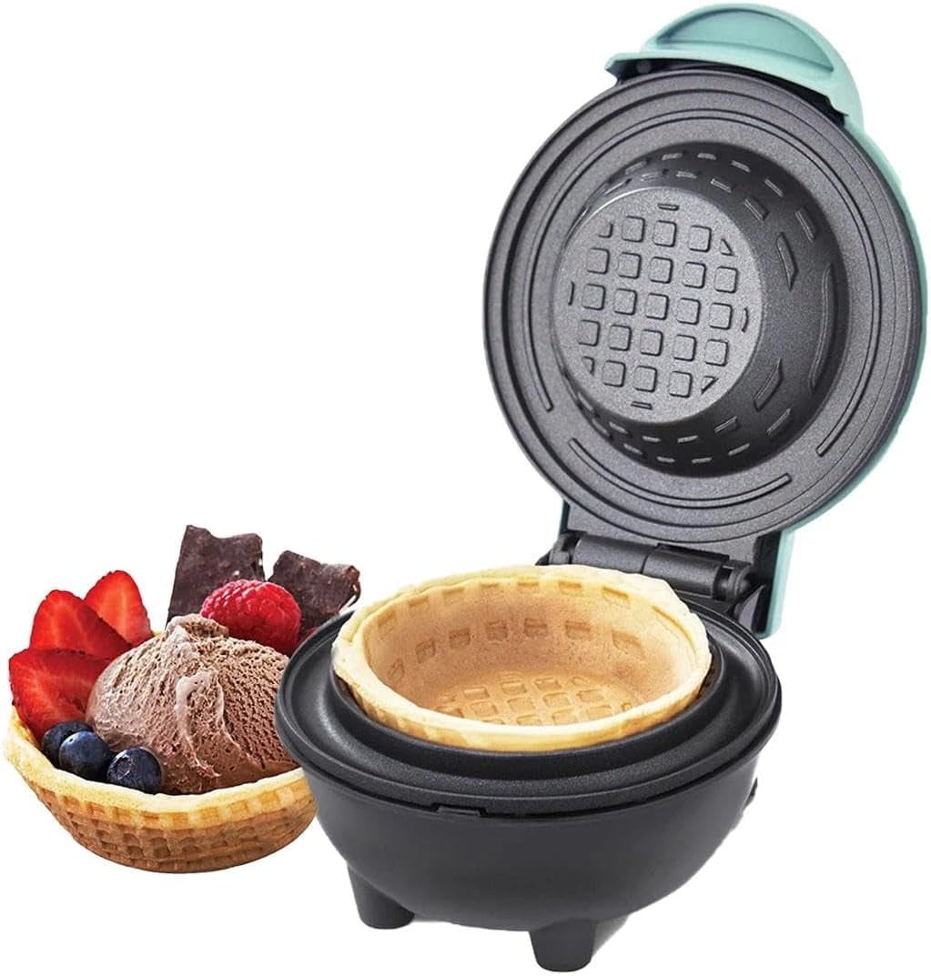 4" Waffle Bowl Maker with Non-Stick Plates, Fast Heating Mini Waffle ...