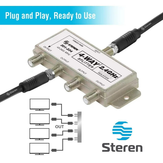 4-Way 2.4GHz 90dB 1 Port Power Pass Splitter - Walmart.com