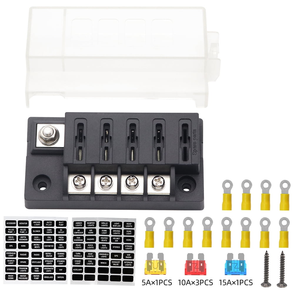 4-Way 30A Compact Fuse Box with Single Input and 4 Outputs for ATO or ...