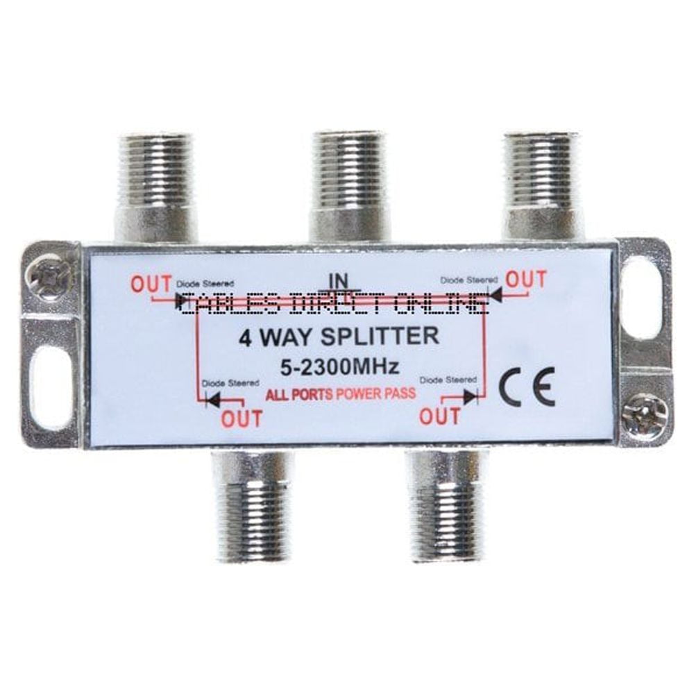4 Way 5-2300 MHz Coaxial Splitter for RG6 RG59 Coax Cable Satellite ...