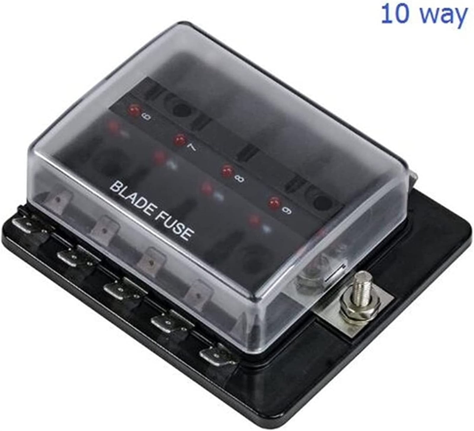 4 Way 6 Way 10 Way Blade Fuse Box Holder with LED Warning Light for Car ...