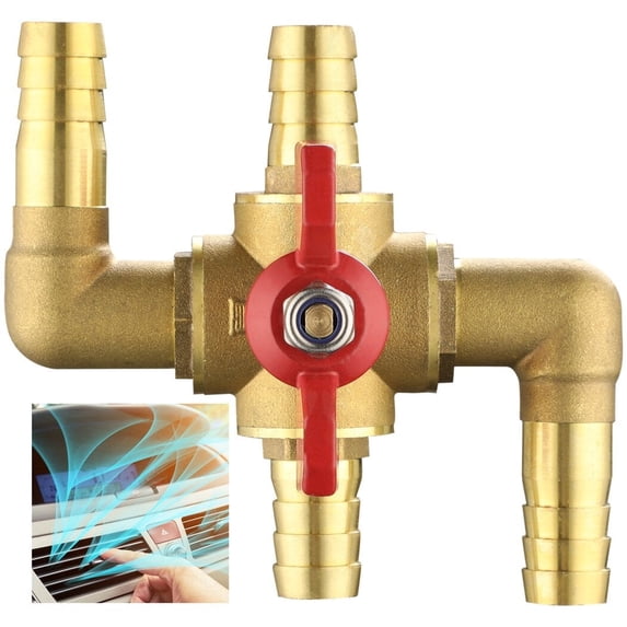 Coofit Brass 4-Way Automobile Heater Water Valve, 5/8in Bypass, Manual ...
