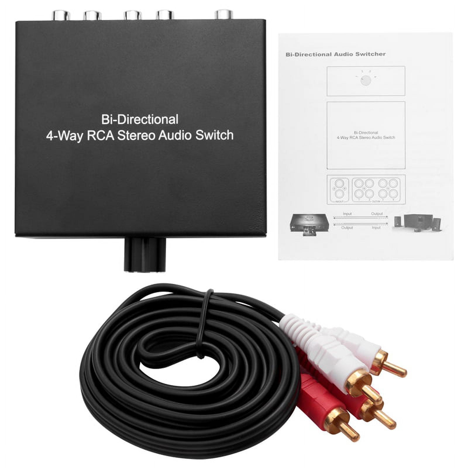 4 Way Bi-Directional RCA Stereo Audio Switch 1 in 4 Out or 4 in 1 Out L ...