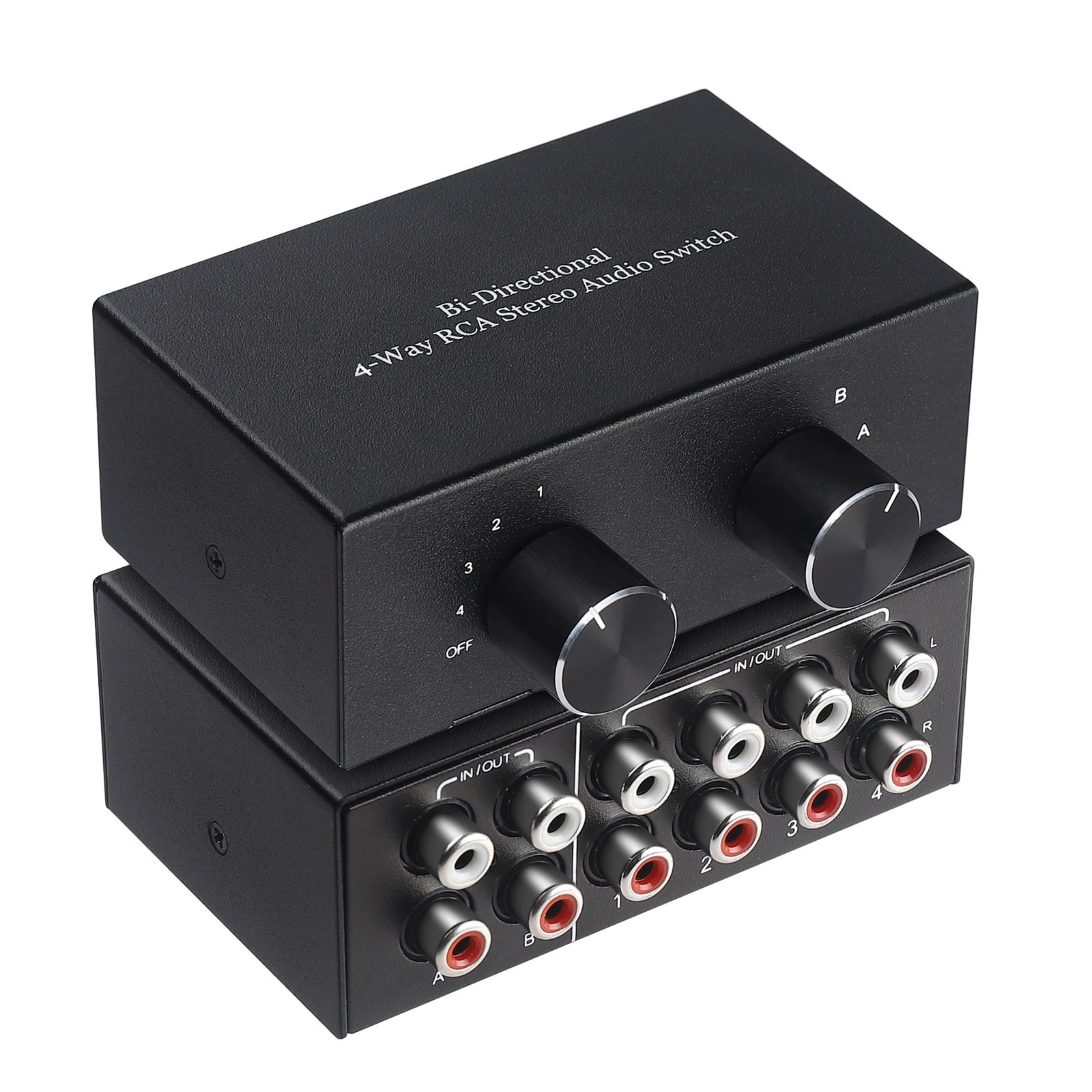4 Way Bi-Directional Stereo 2 In 4 Out or 4 In 2 Out L/R Sound Channel ...