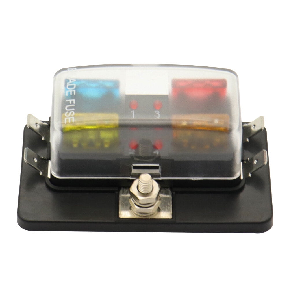 4 Way Blade Fuse Box with LED Indicator Fuse Block for Car Boat Marine ...