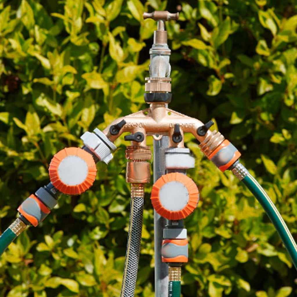 4 Way Brass Garden Hose Splitter Heavy Duty Garden Tap Hose Adapter ...