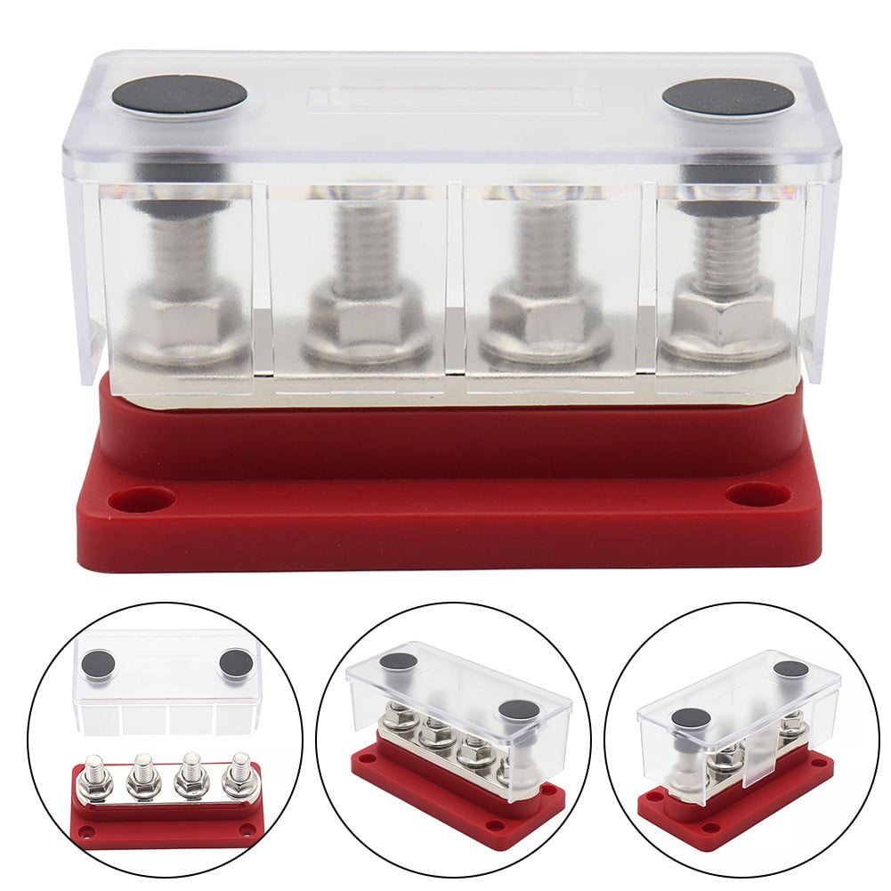 4 Way Bus Bar Power Distribution Terminal Block 12V 300A Rated Red M8 Car RV - Walmart.com