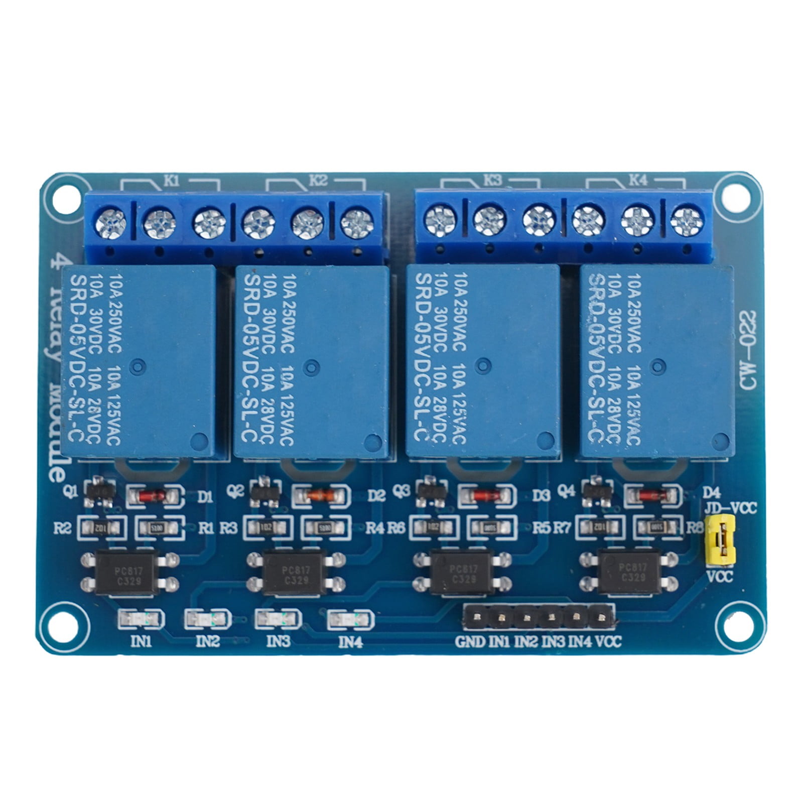 4-Way Channel Relay Module With Optocoupler, In Stock, 5V,12V,24V ...