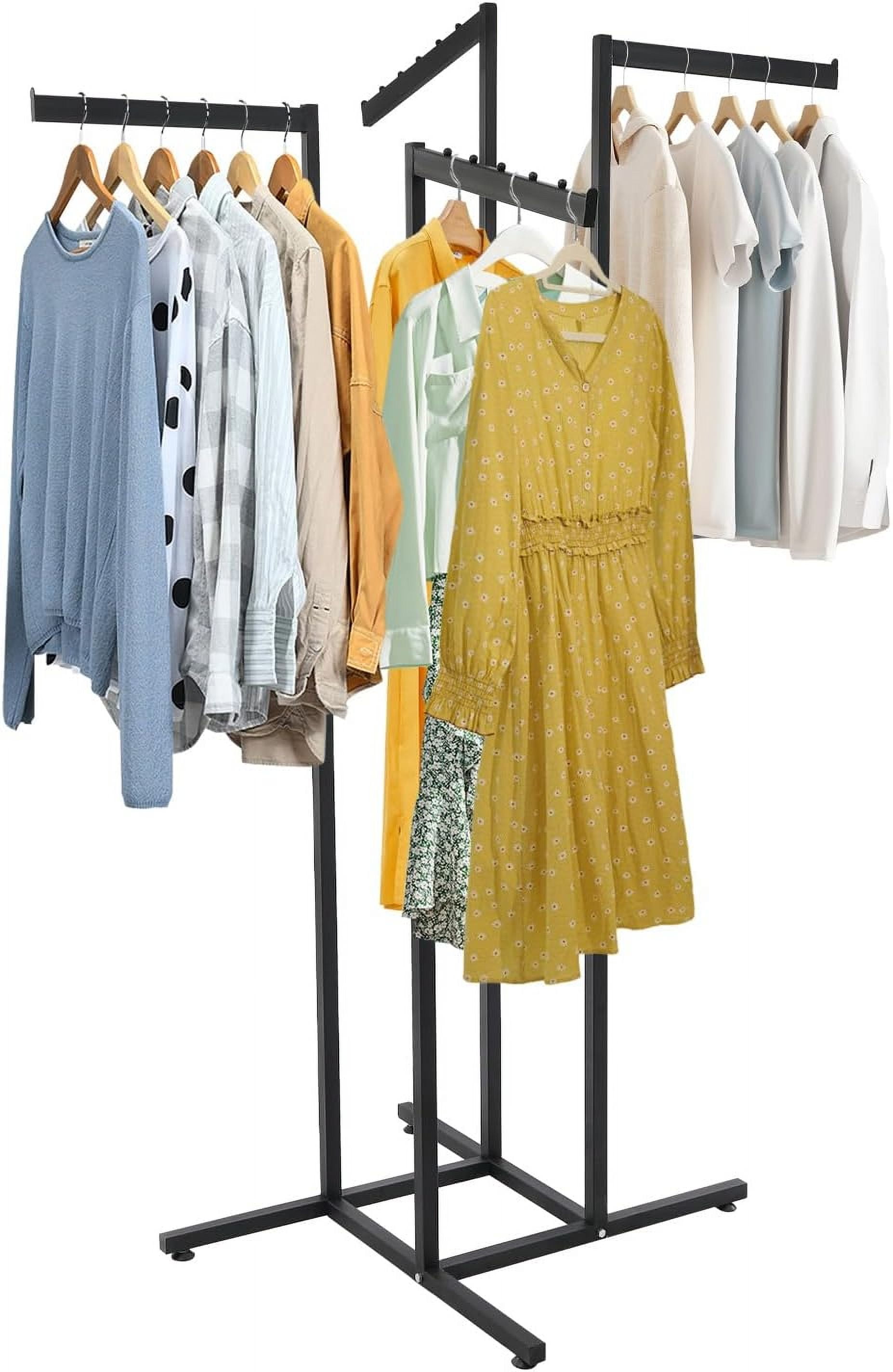 4 Way Clothing Display Rack Adjustable Clothing Racks with 2 Straight ...