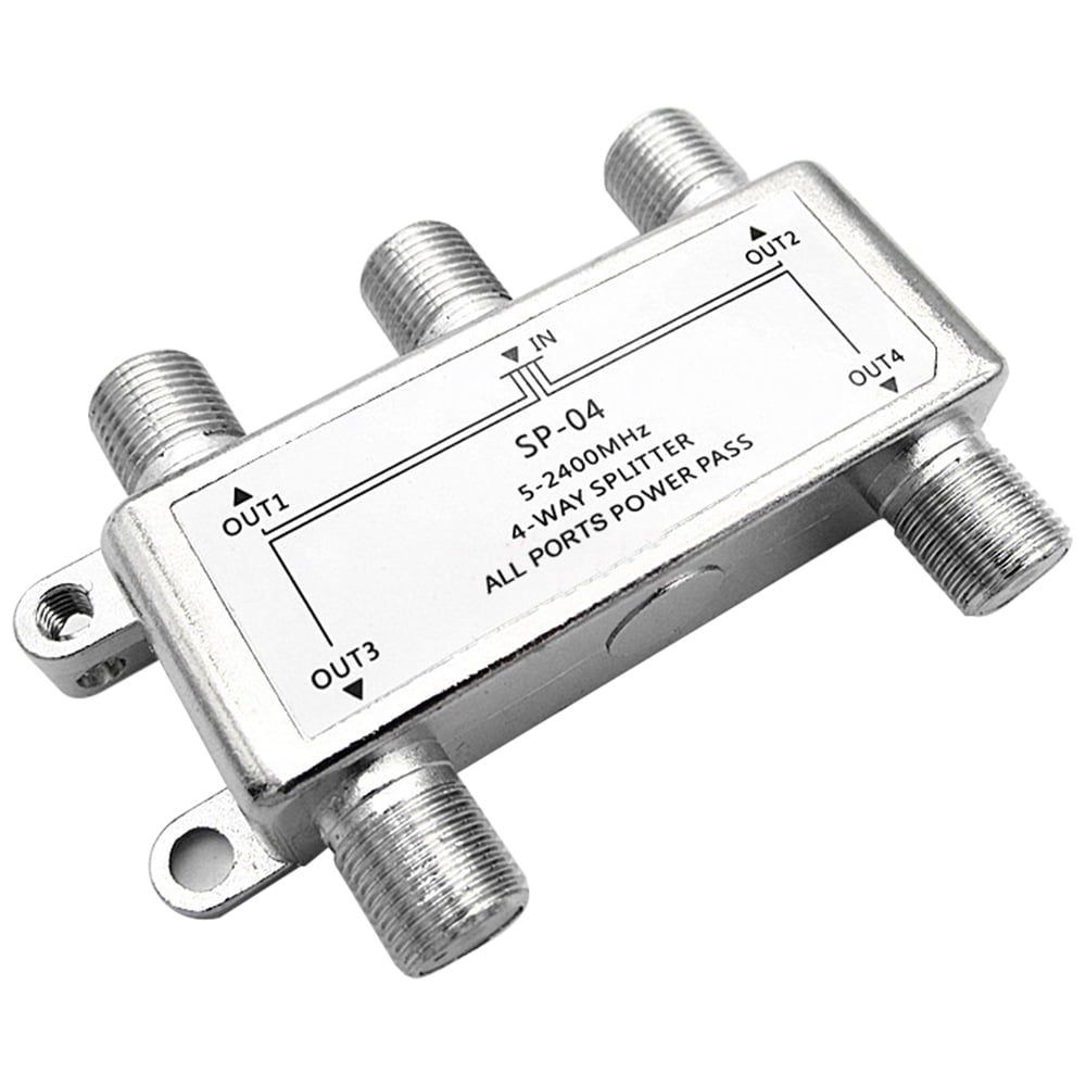 4-Way Coaxial Cable Splitter with Gold Plated Connectors for HD TV and ...