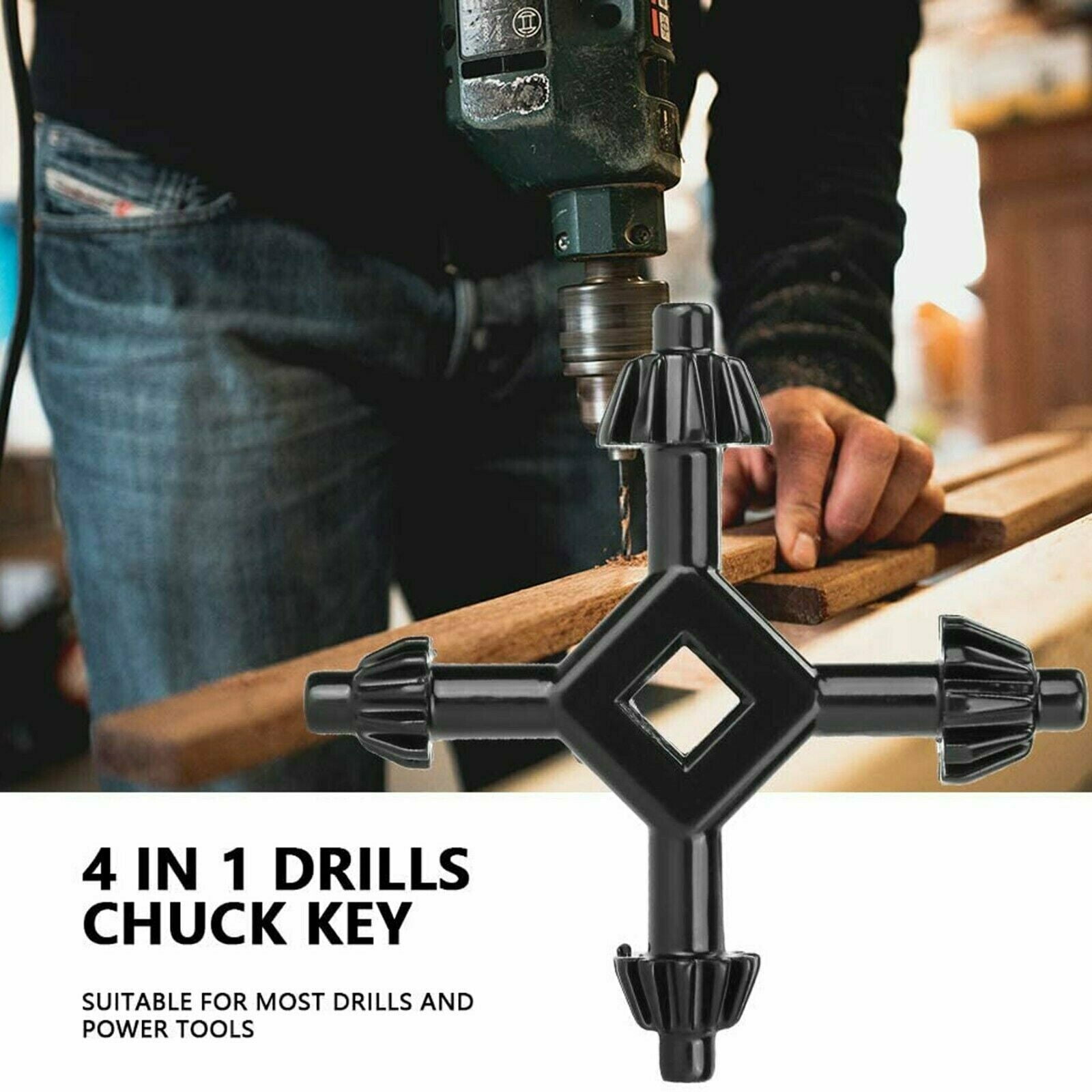 4 Way Drill Press Chuck Key LARGE 3/8" 1/2" 3/4" Universal Combination ...