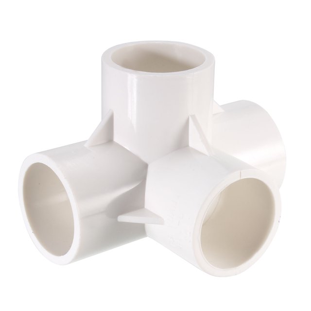 4 Way Elbow PVC Pipe Fitting,Furniture Grade,1-inch Size Tee Corner Fittings White 2pcs ...