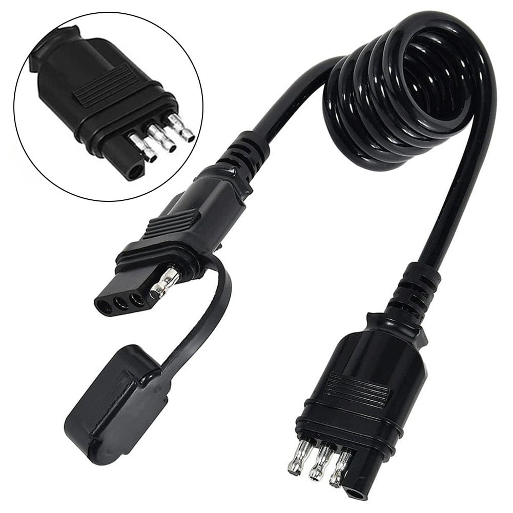 4 Way Flat Trailer Light Wiring Extension，Stretchable Coiled Cable ...