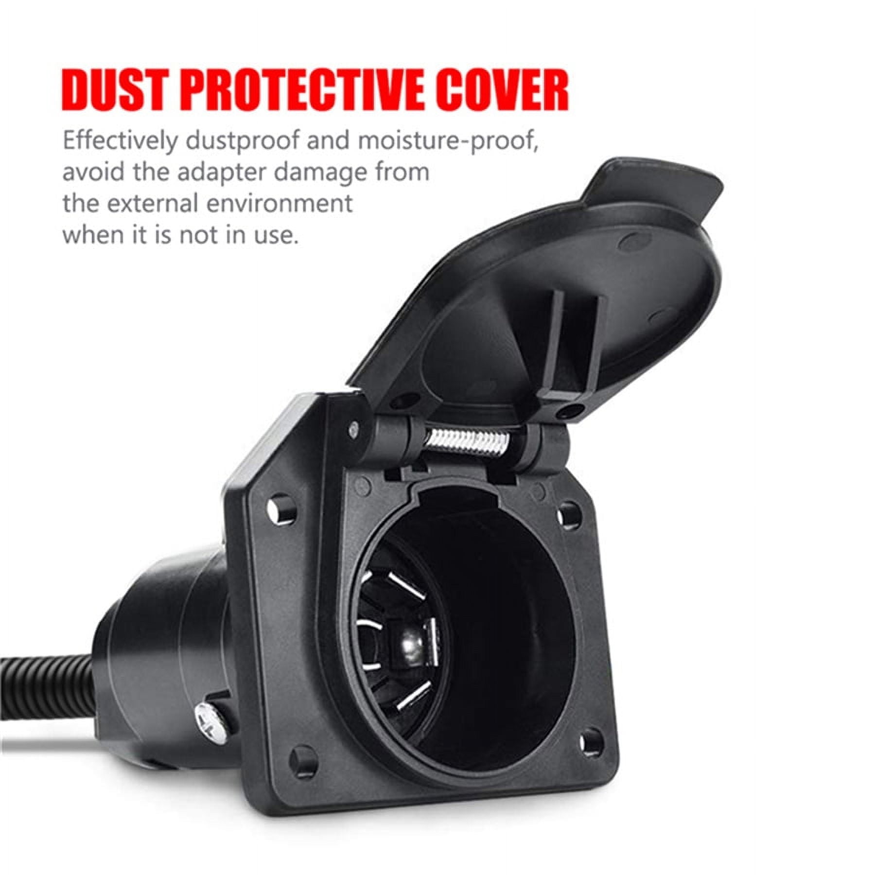 4-Way Flat to 7 Pin Trailer Plug Adapter Power Connector + Bracket for ...