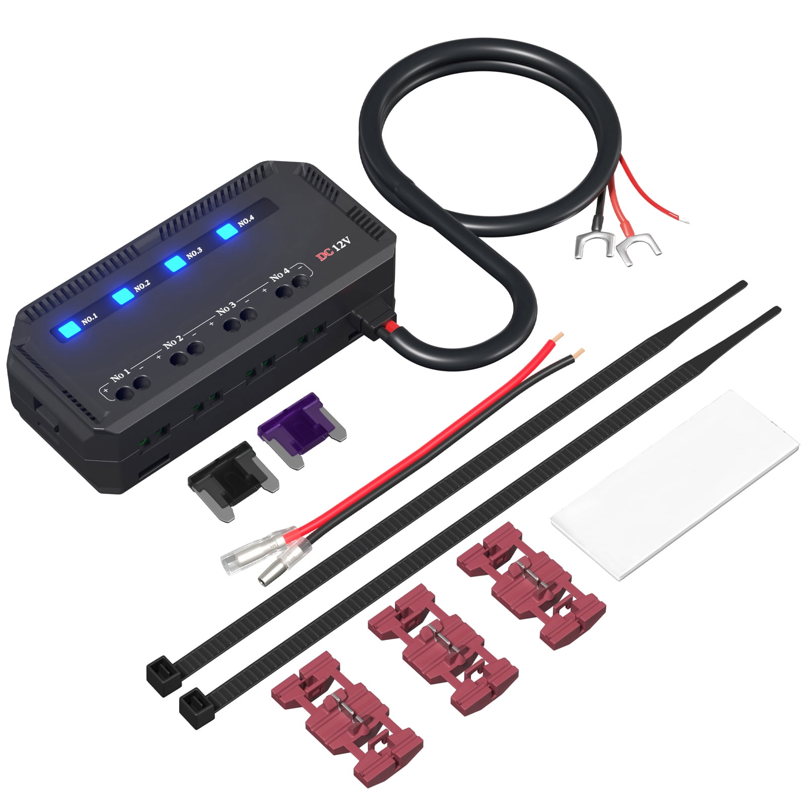 4 Way Fuse Box Junction Box Holder Fuse Block with LED Warning ...