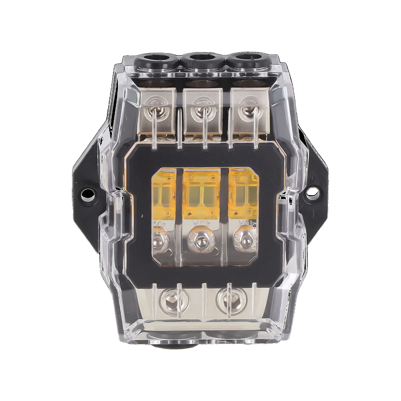 4-Way Fused Distribution Block for 0/2/4 Gauge Input and 4/8 Gauge ...