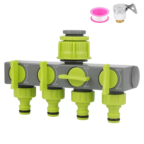 4-Way Garden Hose Splitter For 1/2'' 3/4" 1'' Faucet Water Pipe Connect ...