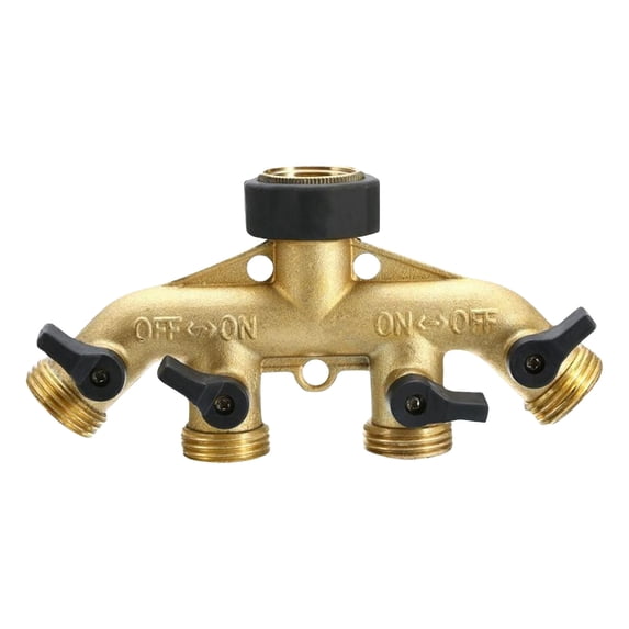 4-Way Heavy Duty Solid Copper Garden Hose Splitter Hose Faucet Adapter ...