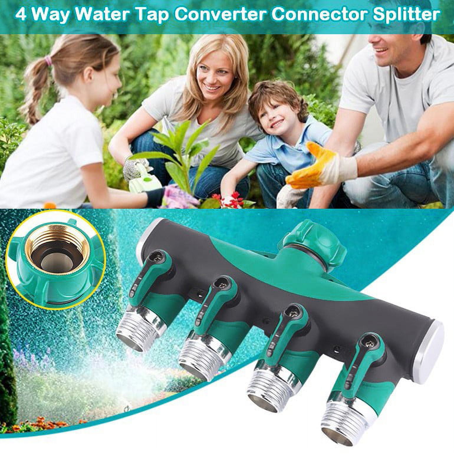 4-Way Hose Connector Splitter, Water Converter for Garden, 4 Hose Way ...